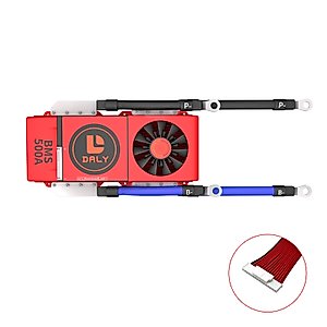DALY Smart BMS Li-ion 60V 16S 500A with Cooling Fan, with Visible Data Monitoring App Bluetooth Module, UART Communication for Rated 3.7V Lithium Battery Pack Management(Smart BMS,500A Fan)
