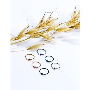 Yaalozei 22G Nose Rings Hoops Piercing Jewelry Women Stainless Surgical Steel Captive Bead Septum Nose Eyebrow Lip Smiley Rings Tragus Cartilage Helix Rook Daith Earring Hoop Piercing Jewelry Men 8mm