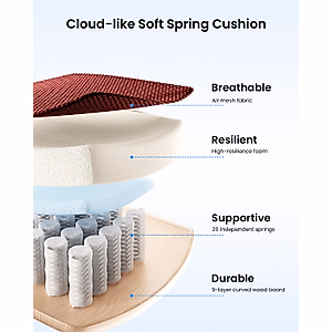 ProtoArc Ergonomic Office Chair with 30% Thicker Saddle Shaped Spring Cushion, Adaptive Lumbar Support, Big and Tall Mesh Chair with Headrest for Home Office, Desk Chair with Wheels EC100 (Red)