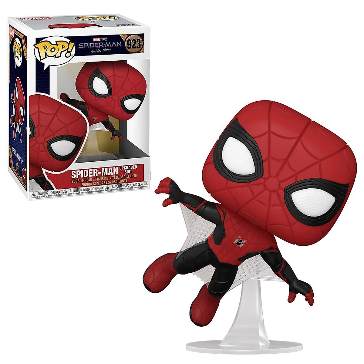 Spider-Man POP Marvel No Way Home in Upgraded Suit Funko Pop! Vinyl Figure (Bundled with Compatible Pop Box Protector Case), Multicolor, 3.75 inches