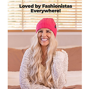 Revony Cable Knit Beanie for Women & Men - Warm, Soft, with a Delicious Cashmere Feel Ivory