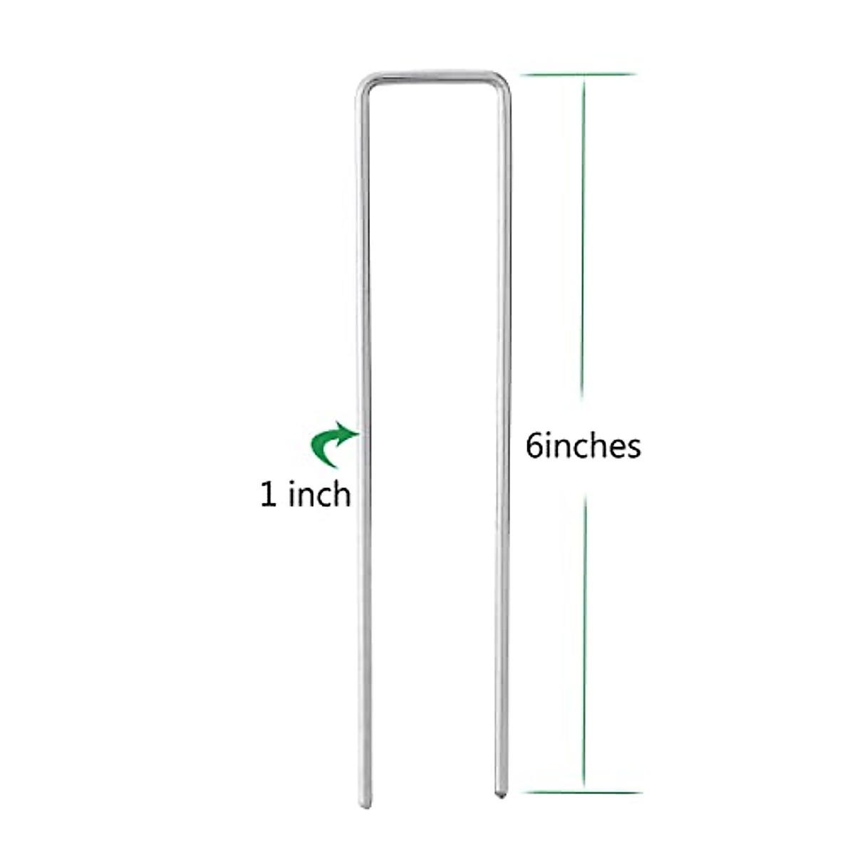 6 Inches Heavy Duty Galvanized Steel Garden Stakes Staples Securing Pegs for Securing Weed Fabric Landscape Fabric Netting Ground Sheets and Fleece, Christmas Decoration Accessories (50, Silver)