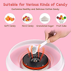 Cotton Candy Machine for Kids, Candy Floss Machine, Portable Mini Electric Cotton Candy Maker for Home Birthday Family Party Christmas Gift, Includes 10 Bamboo Sticks & Sugar Scoop