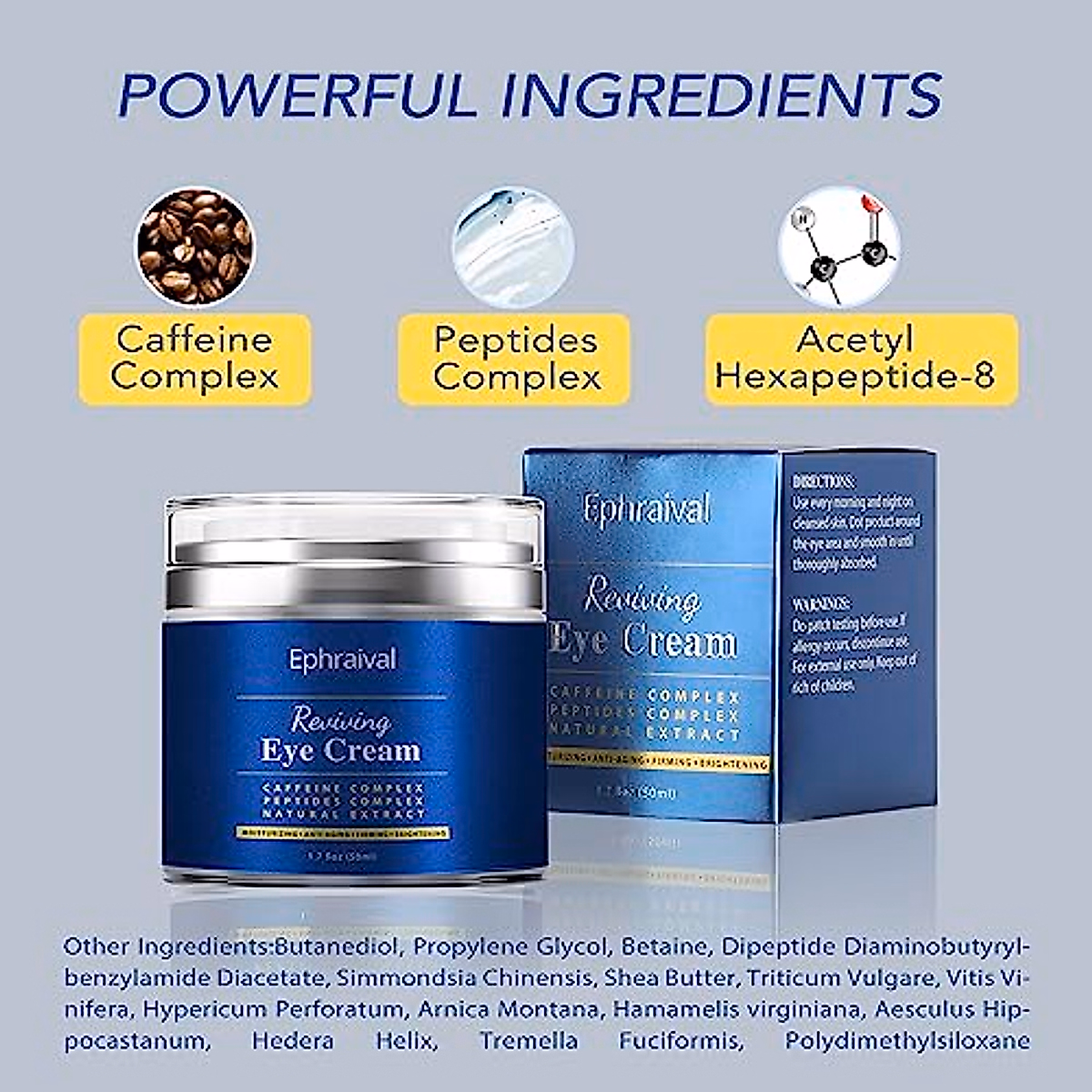 Ephraival Men's Eye Cream, Eye Cream for Dark Circles and Puffiness, Anti-aging Caffeine Eye Cream for Men, Brightens, Reduces Puffiness, Dark Circles, and Fine Lines, Eye Treatment for Men Women