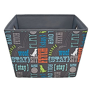Paw Prints Fabric Pet Toy Bin, Wordplay Design, 14.75 x 10 x 10.75 Inches (37409)