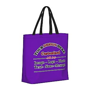 Custom Personalized Tote Bag Custom Bags Women Shoulder Handbag Dark Purple Customize Totes With Your Team Logo Text Image Customized Gifts