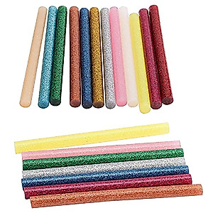 ZOENHOU 308 PCS Colored Glitter Hot Glue Sticks, 14 Colors Melt Adhesive Glue Sticks, Mini Glue Sticks for DIY Art Craft General Repairs Gluing Projects, 4 x 5/16 Inch