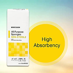 McKesson All Purpose Sponges, Non-Sterile, 4-Ply, 100% Cotton, 2 in x 2 in, 200 Per Pack, 1 Pack