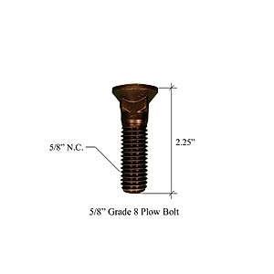 12 - Plow Bolt & Nut for Blades/Cutting Edge, 5/8-11x2 1/4 - Grade 8, Dome Head