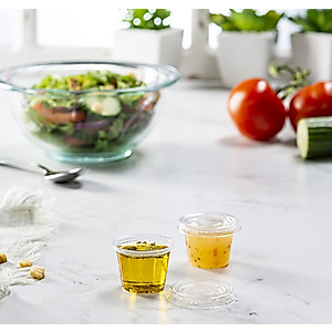(1 oz - 200 Sets) Clear Diposable Plastic Portion Cups With Lids, Small Mini Containers For Portion Controll, Jello Shots, Meal Prep, Sauce Cups,Condiments, Medicine,Disposable