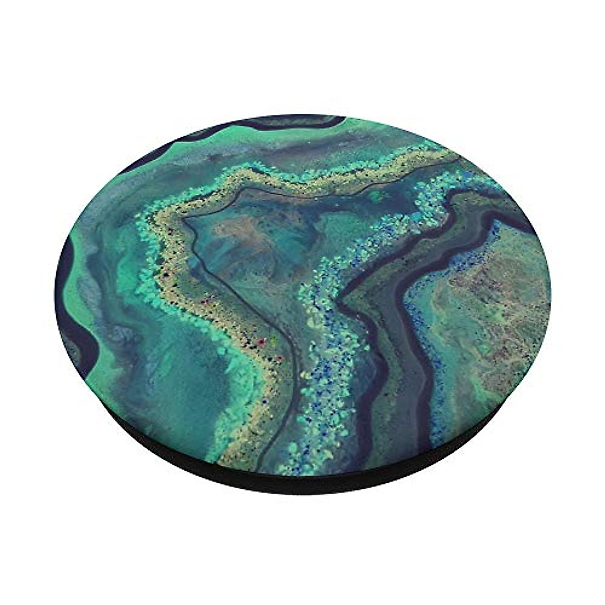 Teal Aqua Blue Gold Resin Geode Agate PopSockets PopGrip: Swappable Grip for Phones & Tablets