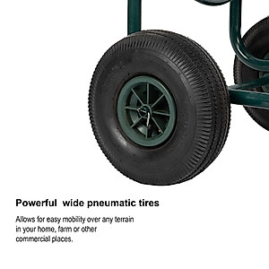 Outvita Garden Hose Reel Cart, Lawn Water Planting Cart with Wheels, Heavy Duty Outdoor Yard Water Planting Truck Holds 300-Feet of 5/8-Inch Hose with Storage Basket for Patio Farm(Green)