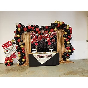 Red and Black Glitter Backdrop Balloons Bokeh Birthday Photography Background for Men and Women, Suitable for Wedding Prom Party Decoration Banner Props 7x5FT(Width 210cm x Height 150cm)