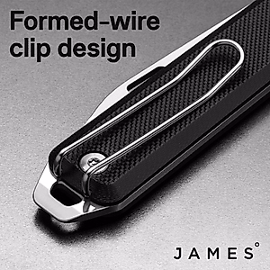 JAMES° The Ellis Slim Folding Pocket Knife Razor Thin EDC, 2.6" Stainless Steel Blade, Slip-Joint Design, All-things Scraper and Screw Driver, Black Grip