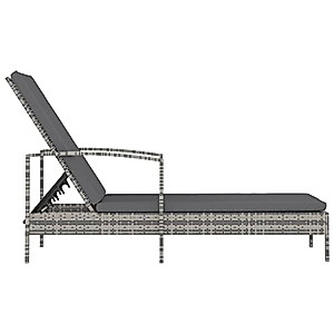 MBFLUUML Outdoor Lounge Chair, Sun Lounger with armrests Polyethylene Rattan Grey, Suitable for Outdoor situations Such as terraces, Poolside, Backyard, etc.