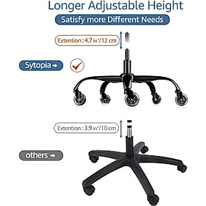 Sytopia Office Chair Base, 28 Inch Office Chair Base Replacement with Reinforced Metal Legs (2200Lbs), Chair Bottom Part for Most Chairs, Universal Gas Cylinder and Caster Sockets (Matte Black)