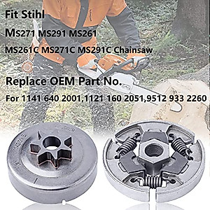 Mtanlo .325 Spur Sprocket Cover Clutch Drum Kit For Stihl MS261 MS261C MS271 MS271C MS291 MS291C Chainsaw Replace # 1121 160 2051, 1141 640 2001