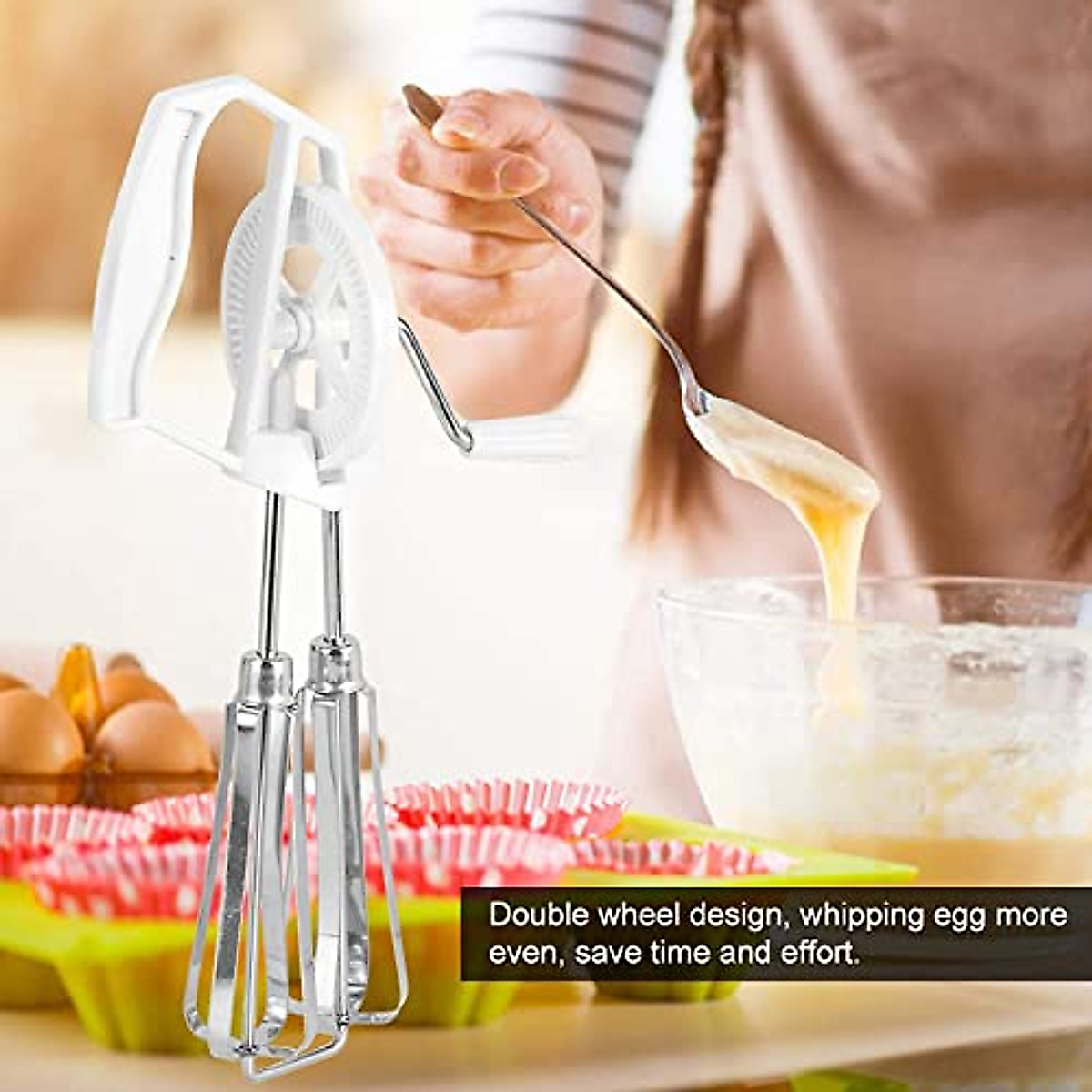 Stainless Steel Handheld Manual Egg Blender Mixer Beater Home Kitchen Practical Cooking Tool
