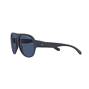 A|X ARMANI EXCHANGE Men's AX4126SU Universal Fit Aviator Sunglasses, Matte Blue/Dark Blue, 58 mm