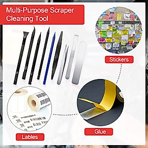 OIIKI Small Plastic Scraper Tools for Stickers Removal Paint Cleaning 9pcs, Narrow Scratch Tool Paint Scraper Tool, Multi-Purpose Non-Scratch Labels Cleaning Tool for Oil Stains, Food, Dirt