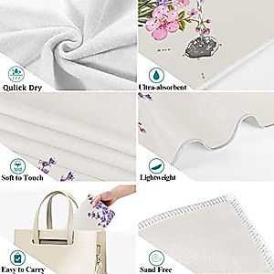 Naanle Lavender Flowers Bouquet Soft Absorbent Hand Towel Decor for Bathroom, Guest, Hotel, Kitchen, Gym and Spa(16" x 30")