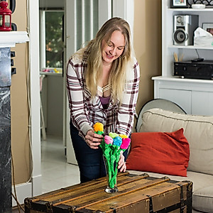 T play Rose Flower Plush Kids : Bendable Stem Stuffed Toy - Soft Felt Bendy Bouquet Set