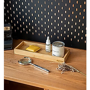 Natural Bamboo Vanity Tray- Slip-Resistant Wooden Bathroom Organizer for Toilet Tank and Counter Top - Home and Kitchen Decor Wood Holder (Small)