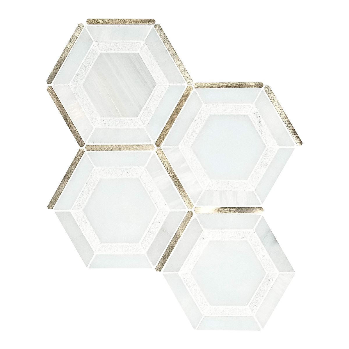 MSI Medici Gold Pattern 12.44 in. x 10.83 Marble Mesh-Mounted Mosaic Wall Bathroom, Floor, Kitchen Backsplash and Countertop Tile Geometric, Gray, White,