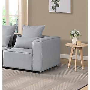 BIOEVER Modular Sectional Sofa,Convertible L Shaped 3 Seater Sofa with Removable Ottoman,Oversized Sectional Couches for Living Room,Modular Sectionals with Chaise,Corner Couch(Gray)