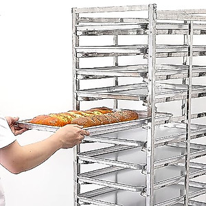 12-Tier Bakery Rack Commercial Sheet Pan Rack with Brake Wheels for Kitchen Restaurant and Pizzeria Commercial Bread Pan Cooling Racks for Cooking and Baking