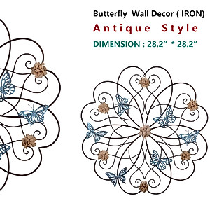 Homebeez Metal Wall Decor- Butterfly Wall Sculpture Flower Wall Hanging Art Decorations for Front Porch Living Room Bedroom Office Indoor Outdoor Garden (Butterfly-3)