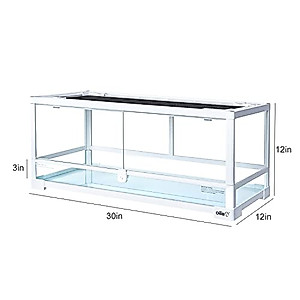 OIIBO Full Glass Long Tank Reptile Terrarium 20 Gallon, Front Opening Terrarium 30" x 12"x 12" for Reptile Pets Gecko Lizard Snake, Double Front Opening Doors & Ventilation Top Screen (Knock-Down)