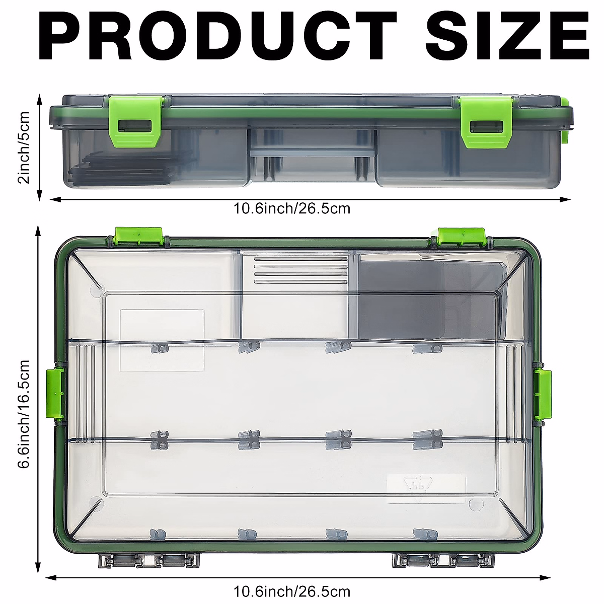 Ramede 6 Pcs Fishing Tackle Boxes Waterproof Airtight Plastic Tackle Box Organizer Transparent Fishing Tackle Storage with Adjustable Dividers for Terminal Tackle Lure Bait Hook(Large)