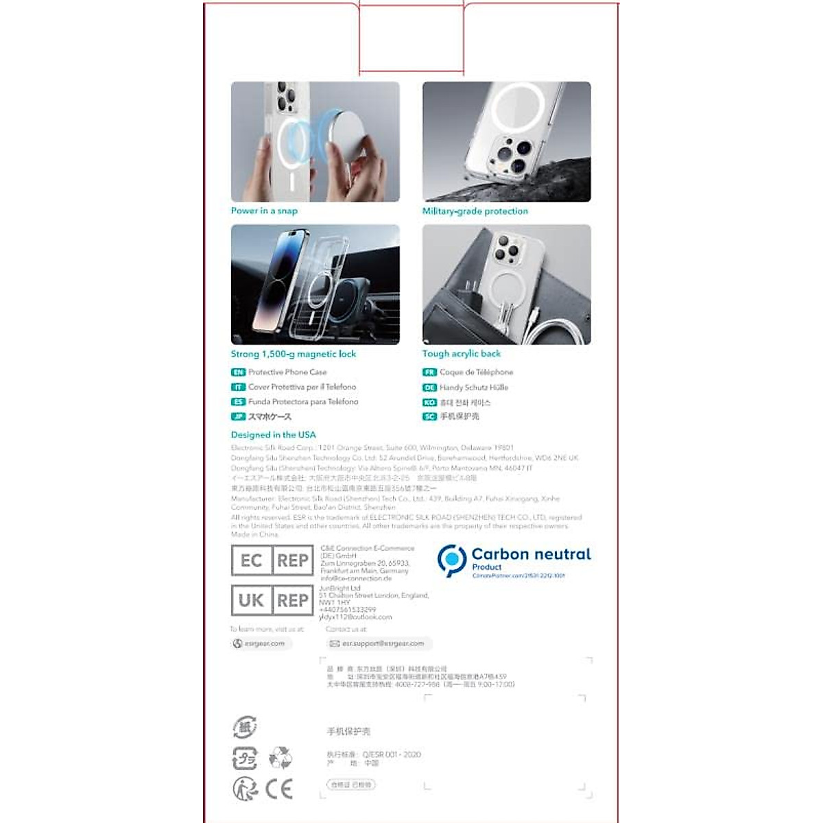 ESR for iPhone 14 Pro Max Case, Compatible with MagSafe, Shockproof Military-Grade Protection, Yellowing Resistant, Magnetic Classic Hybrid Case (HaloLock), Clear