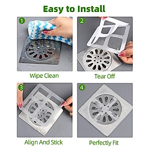 Disposable Drain Covers, Square Shower Drain Hair Catcher, Mesh Shower Stickers,for Shower, Bathroom, Laundry, Bathtub, Kitchen, Sink (30)