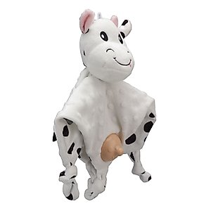 Baby Security Blanket, A Cartoon Quilt, Loveys for Babies, Baby Lovey A Soft Plush Quilt with A Nipple for Children from 3 Months (Cow)