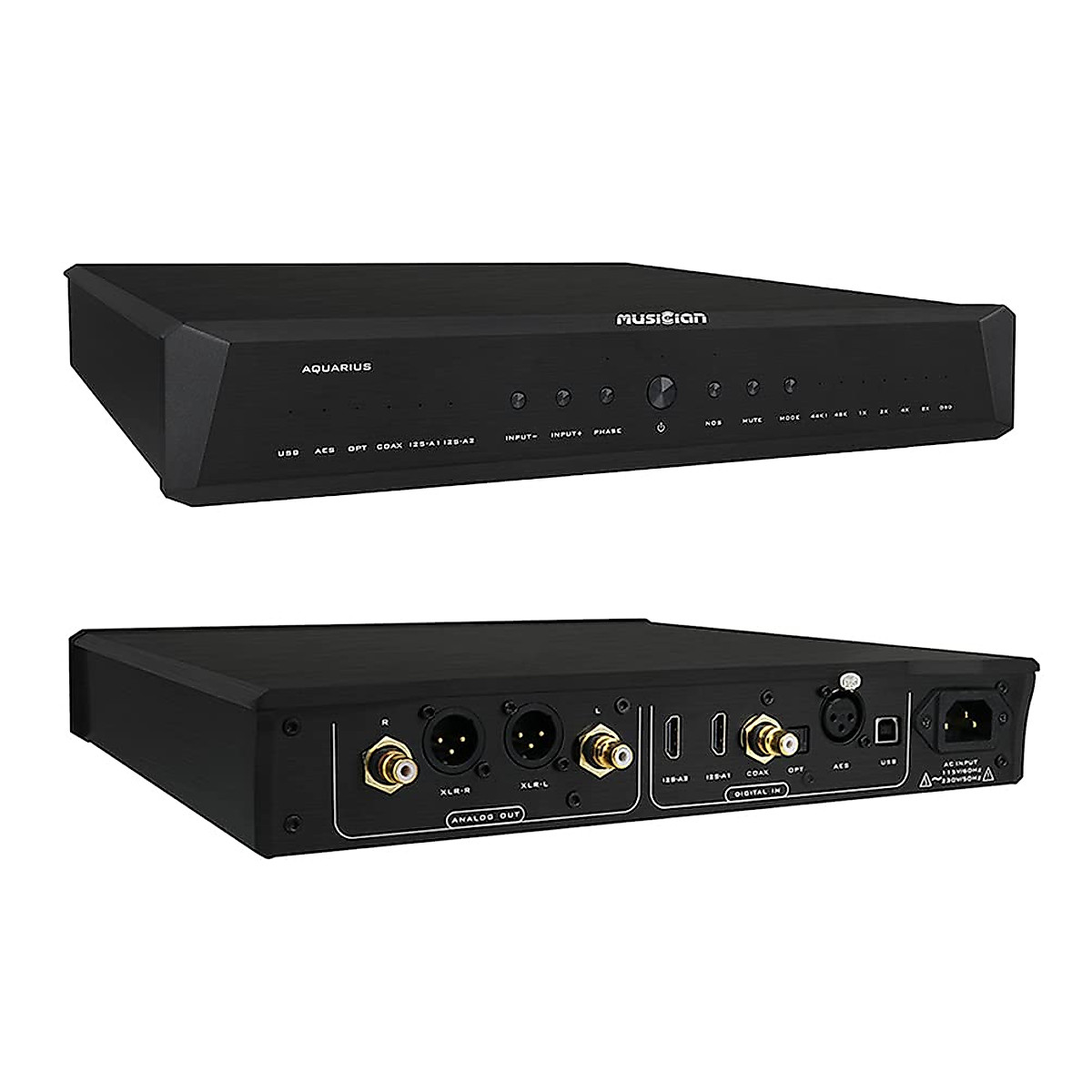 Musician Aquarius R2R DAC HiFi Mid-Range Decoder Balanced DAC USB/Opt/Coax/2 x IIS/AES Input RCA/XLR Output Home Audio Desktop DAC (Black)