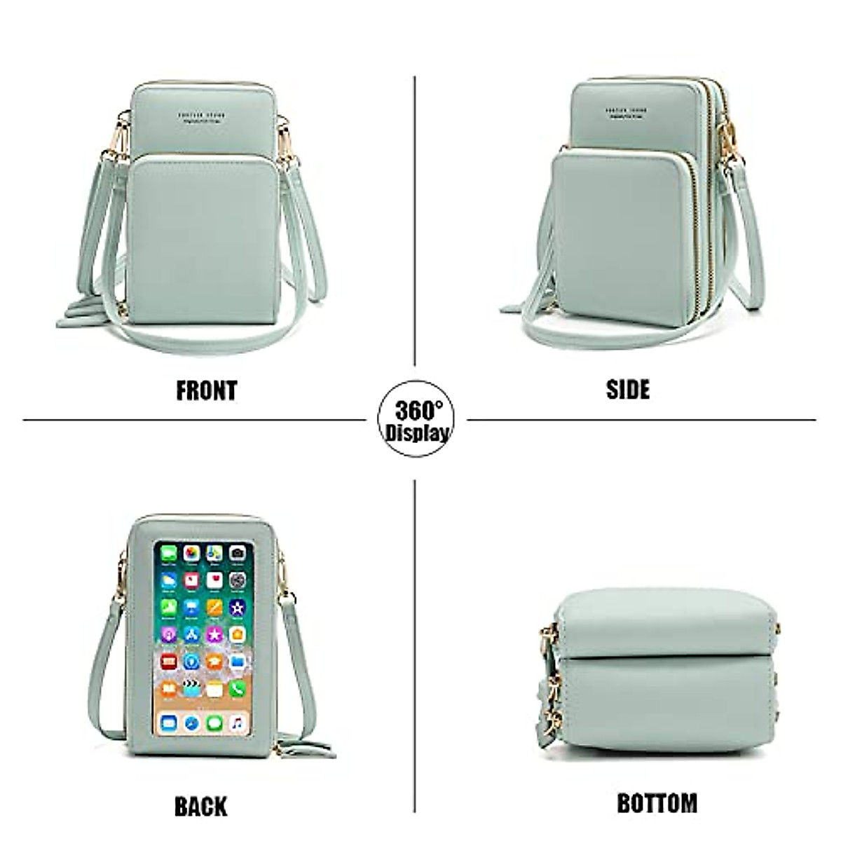 myfriday Small Crossbody Cell Phone Purse for Women, Mini Messenger Shoulder Handbag Wallet with Credit Card Slots