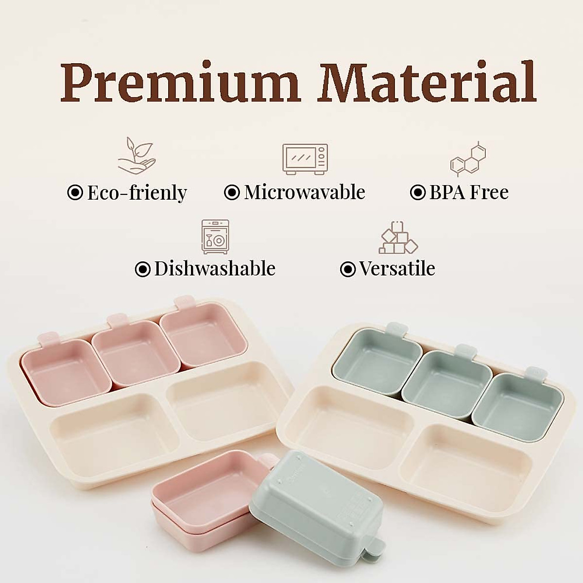 NESTIQUE Silicone Plates for Baby & Toddlers, Divided Plates Design | Microwave & Dishwasher Safe, BPA Free Toddler Plates, Baby Food Tray | Baby Kids Plates, Vanilla Mint