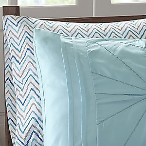 Intelligent Design Toren Complete Bag Tufted Embroidered Comforter with Sheet, Season Bedding Set, Full, Aqua