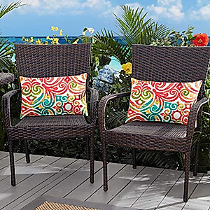 Mozaic Home AZ701421SP Indoor/Outdoor Knife Edge Lumbar Pillow Set, 12" x 24", Multicolor