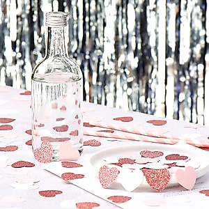 Rose-Gold Pink White Heart Confetti - 200pcs Engagement Wedding Baby Shower Bachelorette Mothers Day Valentines Birthday Party Table Decoration Glitter Paper Decor Lasting Surprise