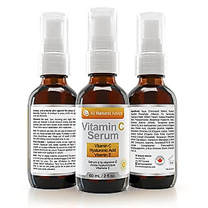 Vitamin C Serum For Face - All Natural Advice, with Hyaluronic Acid & Vitamin E – Facial Serum for Deep Hydration - Organic Face Care -Proud Canadian Company (60ml / 2oz)