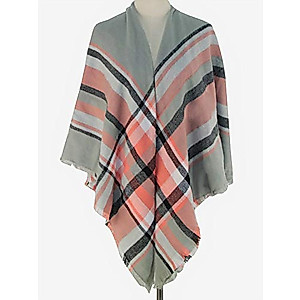 EasySmile Womens Buffalo Plaid Blanket Scarf Long Shawls Warp Fashion Tartan Knit Winter Warm Cashmere Lattice Scarves