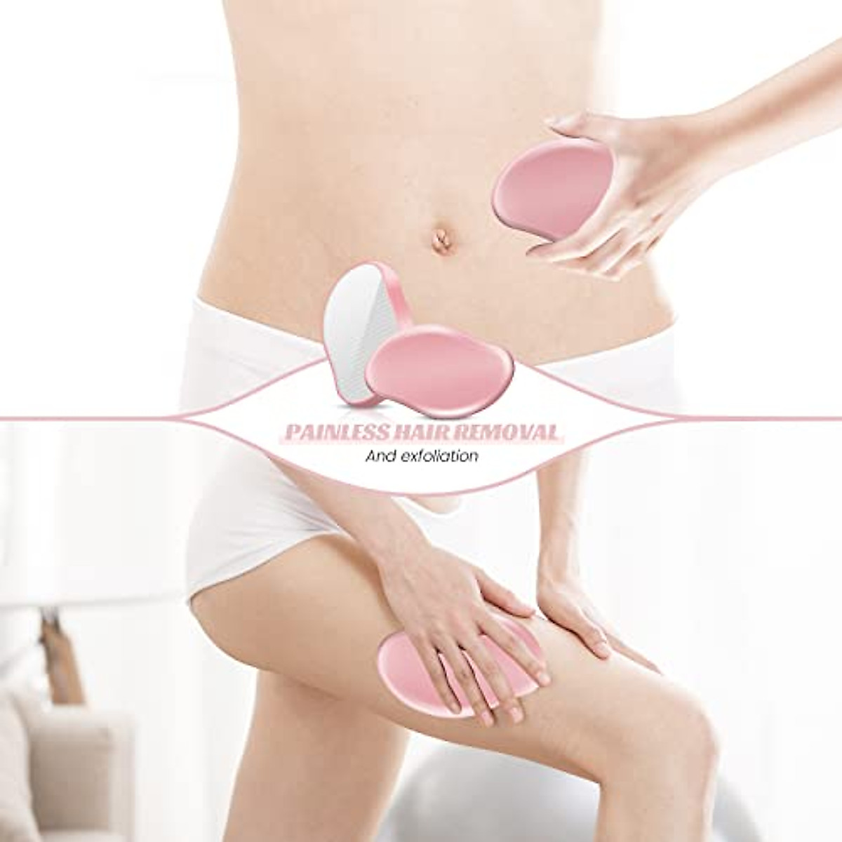 Fochst Crystal Hair Eraser for Women and Men, Reusable Crystal Hair Remover Magic Painless Exfoliation Hair Removal Tool, Magic Hair Eraser for Back Arms Legs (Pink)