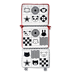 Genius Baby Toys Tummy Time Mirror for Babies 0-6 Months - Double-Sided with High Contrast Images - Baby Floor Mirror Can Be Used in Crib - No Hard Edges - Black White and Red