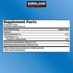 Kirkland Signature Extra Strength Glucosamine Extra Strength HCl with MSM, 375 Tablets by Extra Strength Glucosamine Extra Strength HCl with MSM