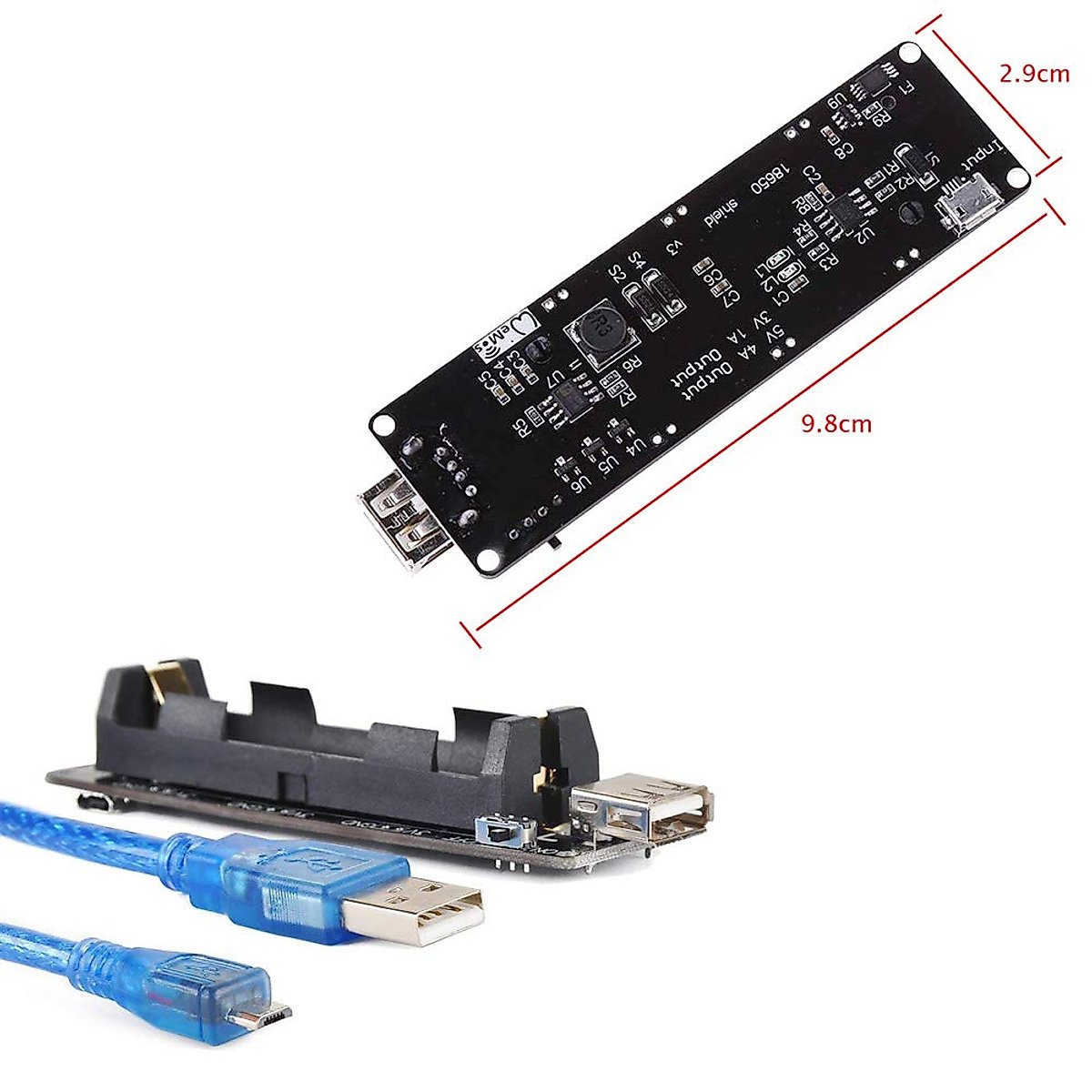 Ximimark 2Pcs Micro USB 18650 Battery Shield Expansion Board Wemos ESP32 V3 Cable Development Tool LED for Arduino and Raspberry Pi（with Cable）