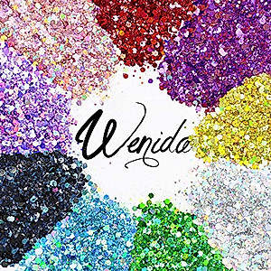 Body Glitter Wenida 9 Colors 190g Holographic Cosmetic Festival Makeup Chunky Powder for Nail Hair Eye Face