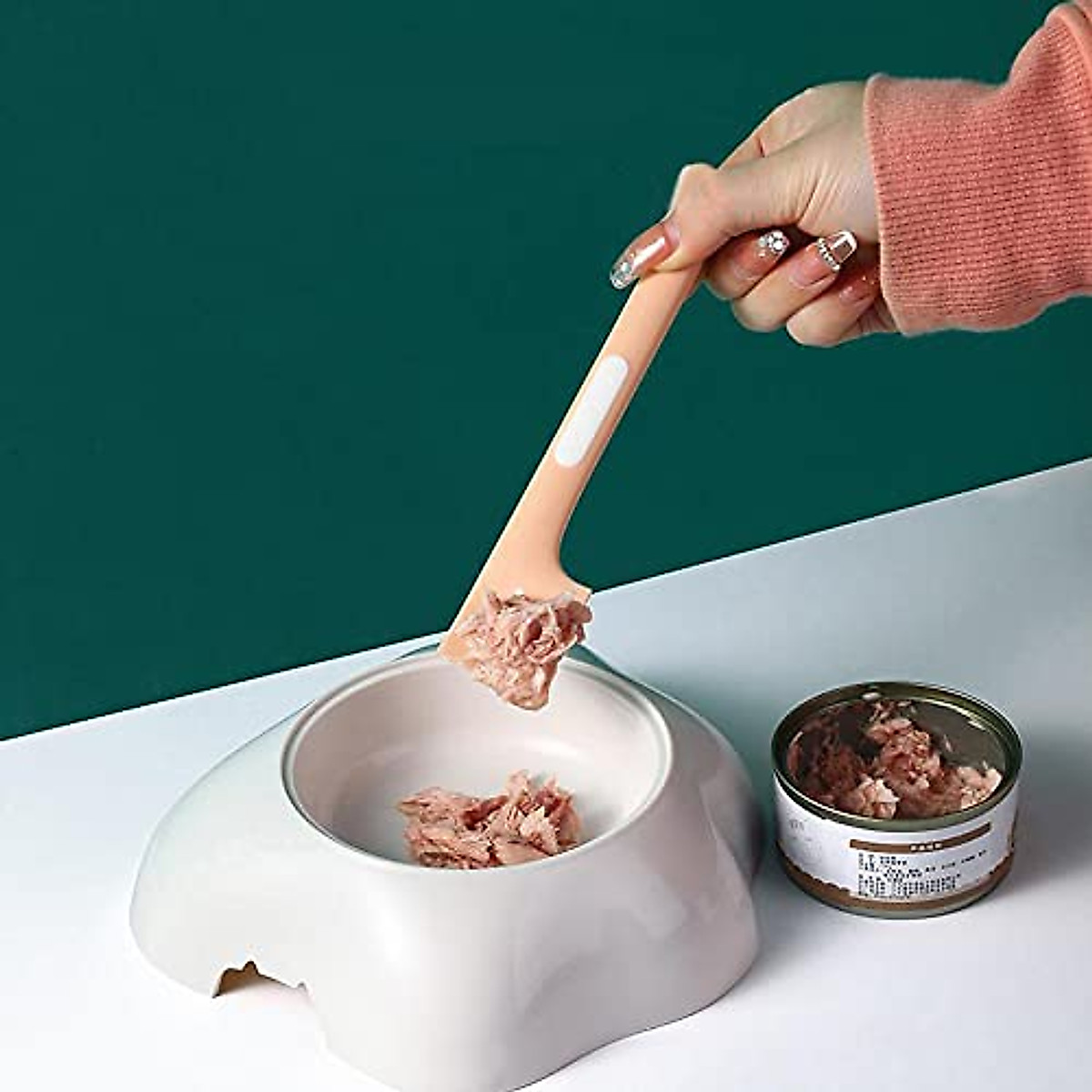 4 PACK Pet Food Can Supplies Mixing Spoons Canned Scoop for Cat Dog Feeding and Wet Storage (Pink + Gray)